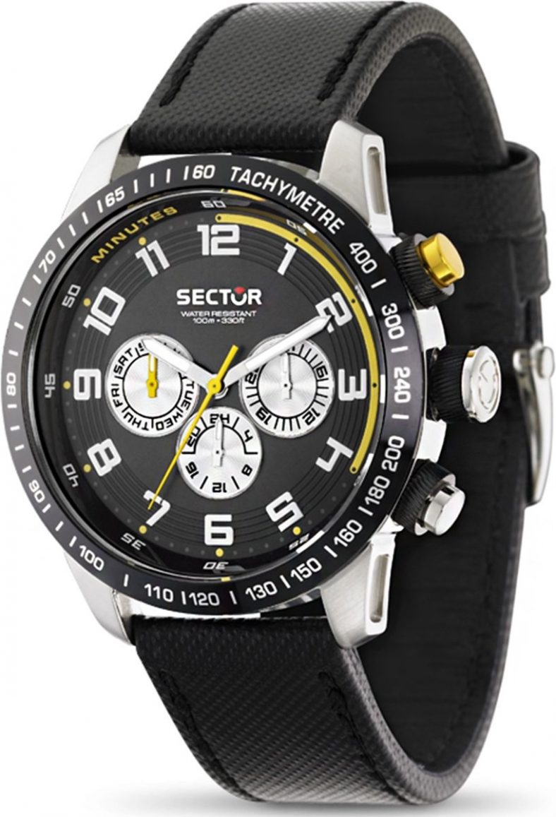 SECTOR Mod. 850 RACING. MULTIFUNCTION OR 3H VERSION. 45MM. 10 ATM ...