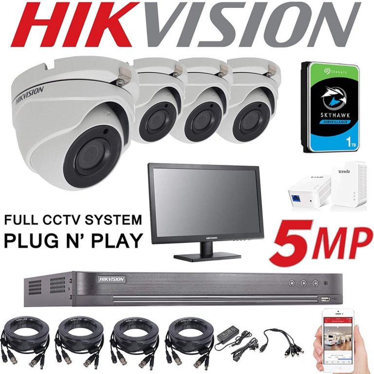 HIKVISION 5MP CCTV Beveiligingssysteem 4K DVR 4CH 1TB H.265+ HIK 5 MP ...