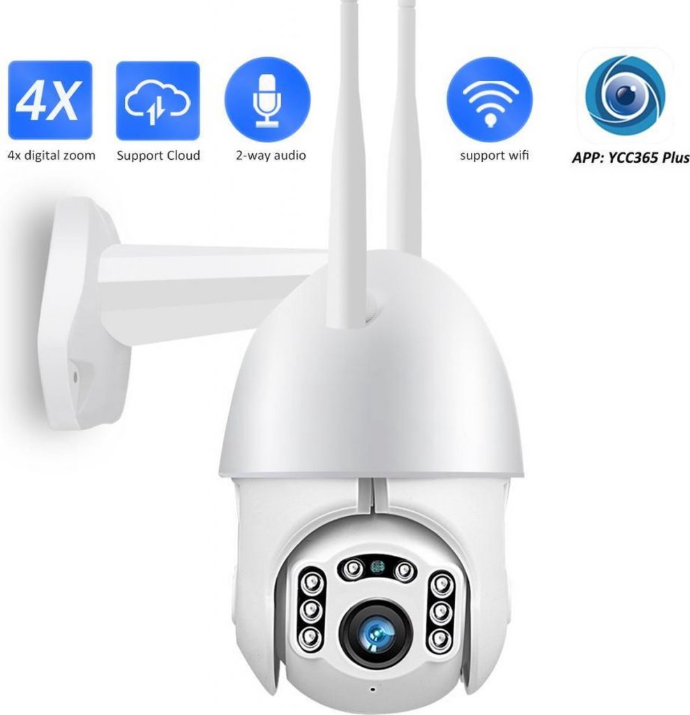 1080P Draadloze WiFi IP66 CCTV Camera 345° / 90° PTZ 4X Digitale Zoom ...