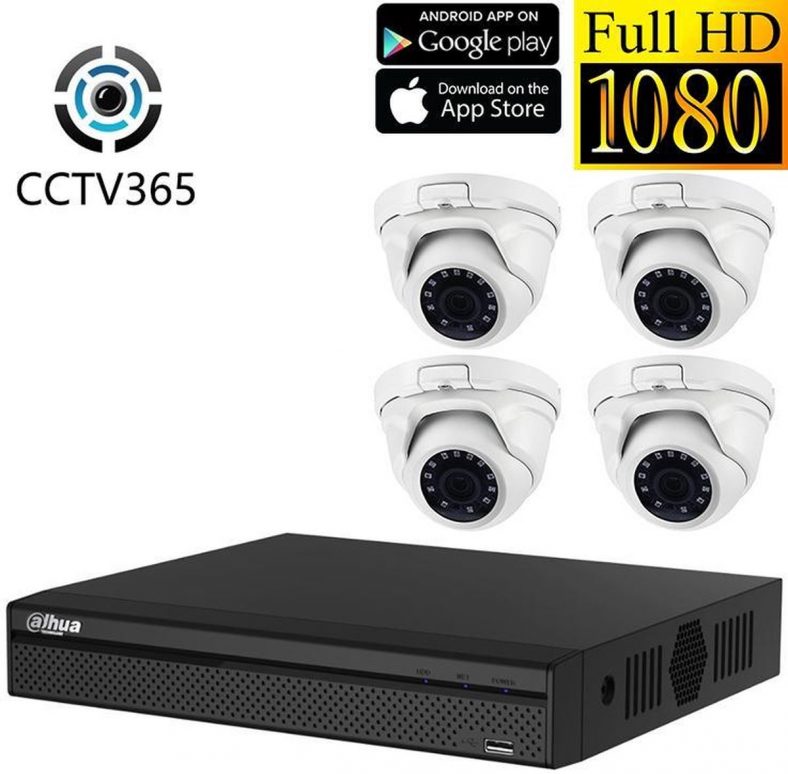 HDCVI COMPLEET KIT 4X 1080P FULL HD CVI VASTE LENSE BEWAKINGSCAMERA'S ...