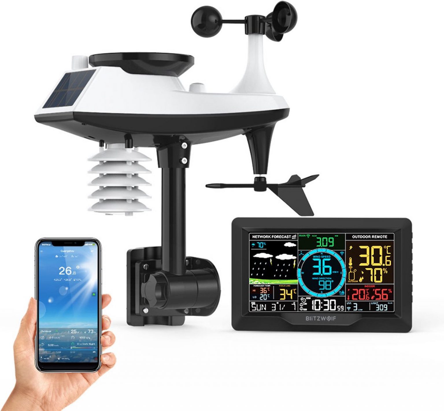 Draadloos weerstation - met buitensensor en APP-bediening - met 7.5 ...