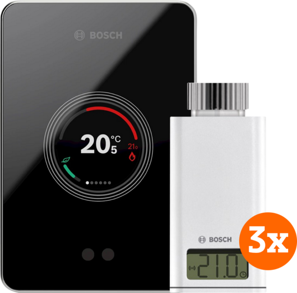 Bosch EasyControl CT200 zwart + 3x Bosch EasyControl Smart Radiator Thermostat RT10-RF - Smart ...